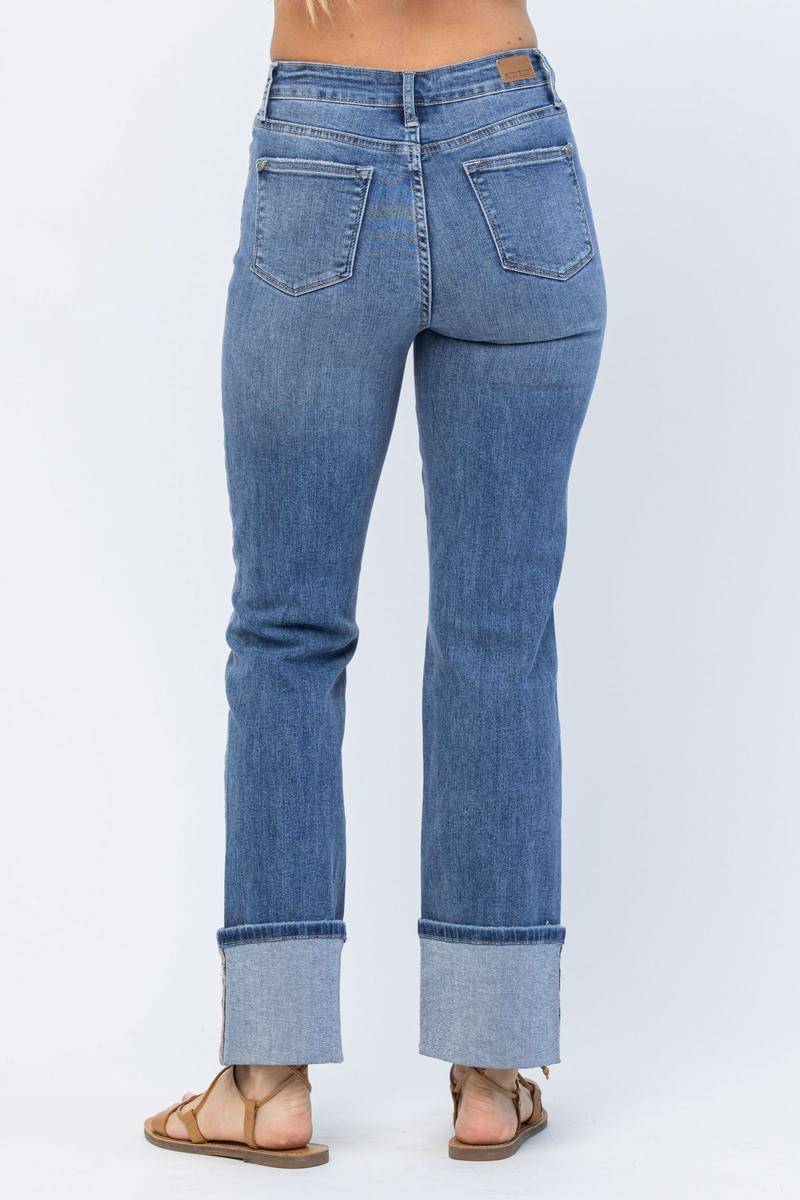 Judy Blue High Waist Straight Leg Jeans with Wide Cuff – Perfectly ...