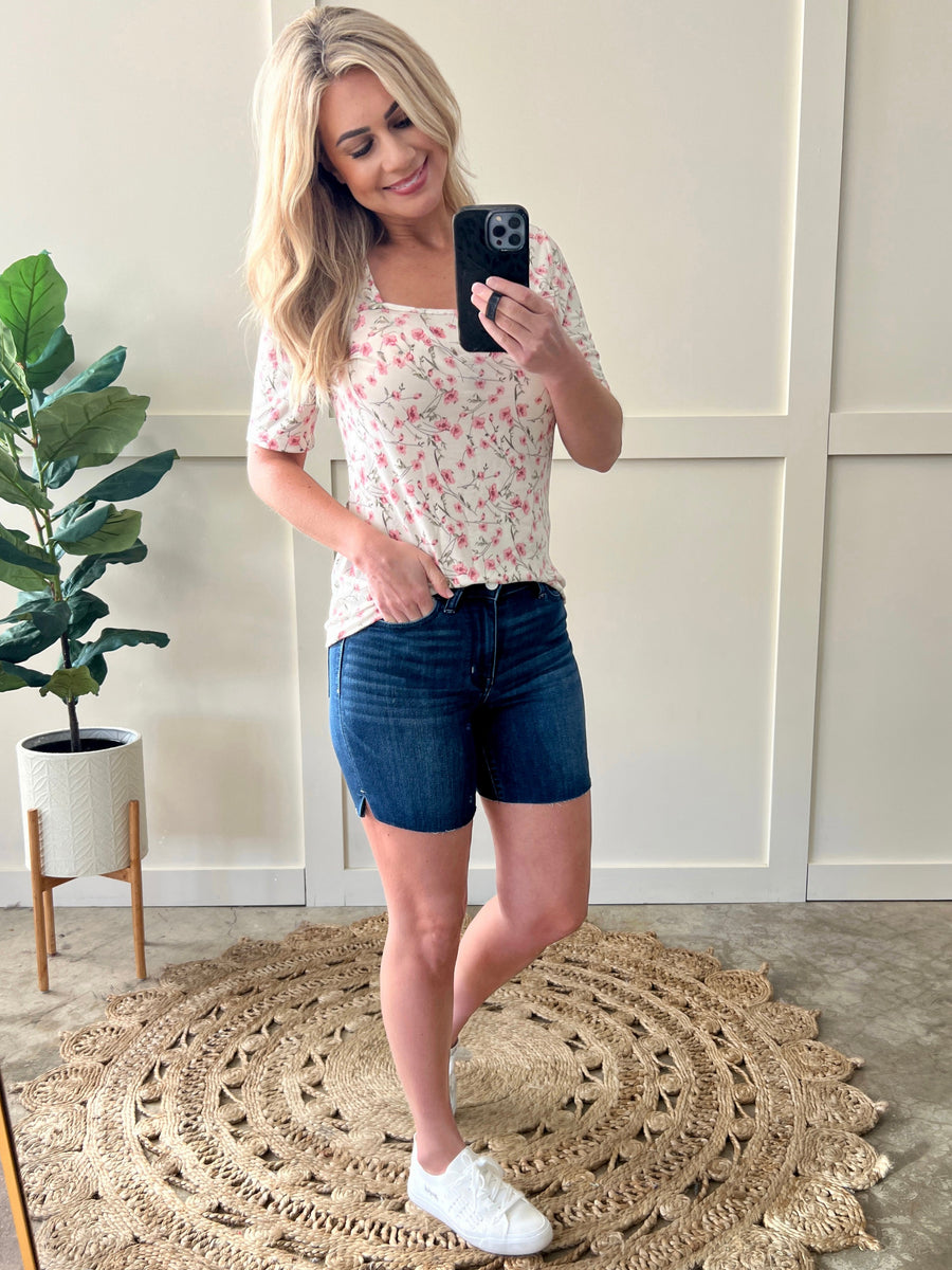 Square Neck Ivory Floral Top – Perfectly Paisley Boutique